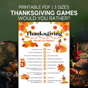 Thanksgiving Would You Rather Printable Friendsgiving Games, Family ...