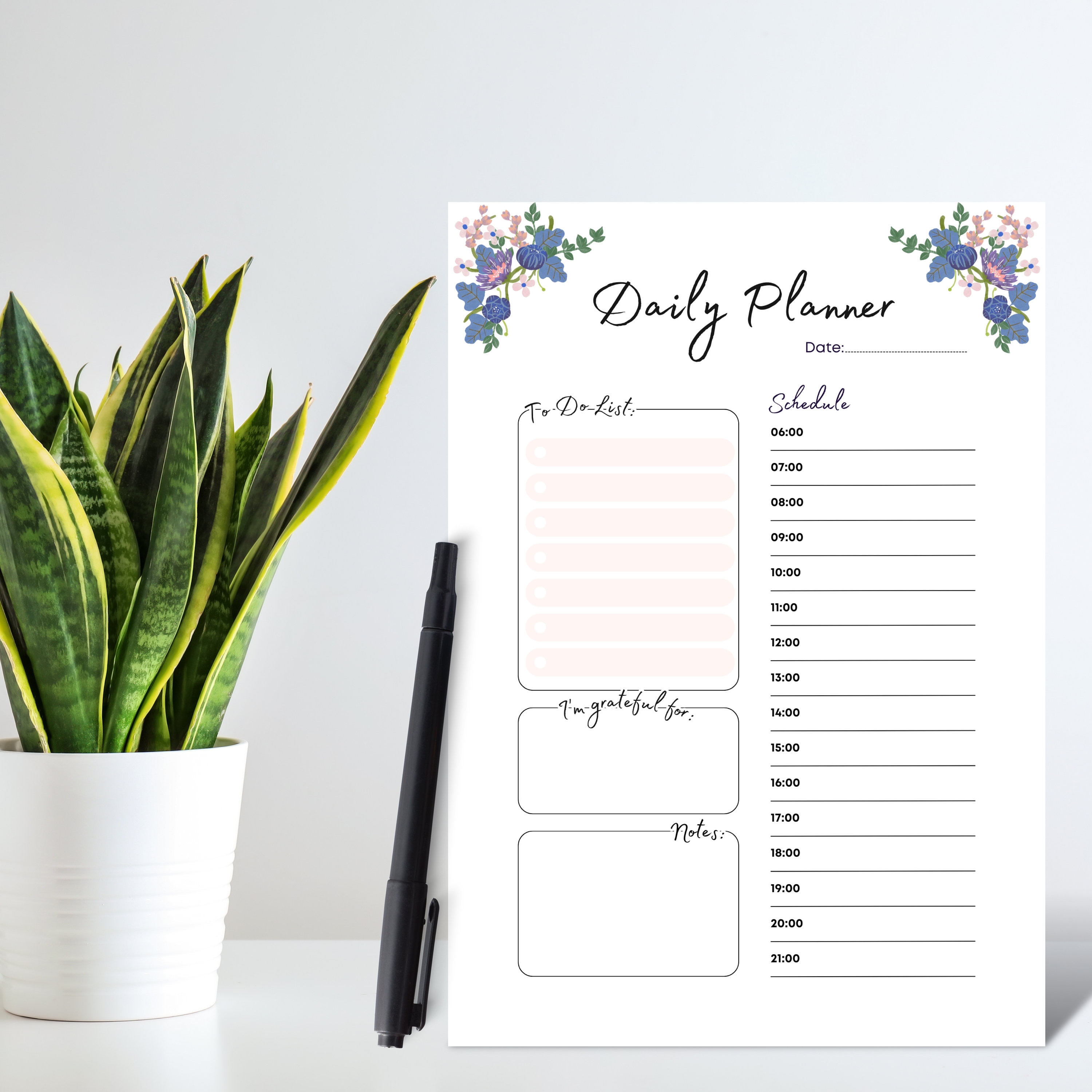 Floral Daily Planner Printable Fillable Pdf Daily Checklist - Etsy