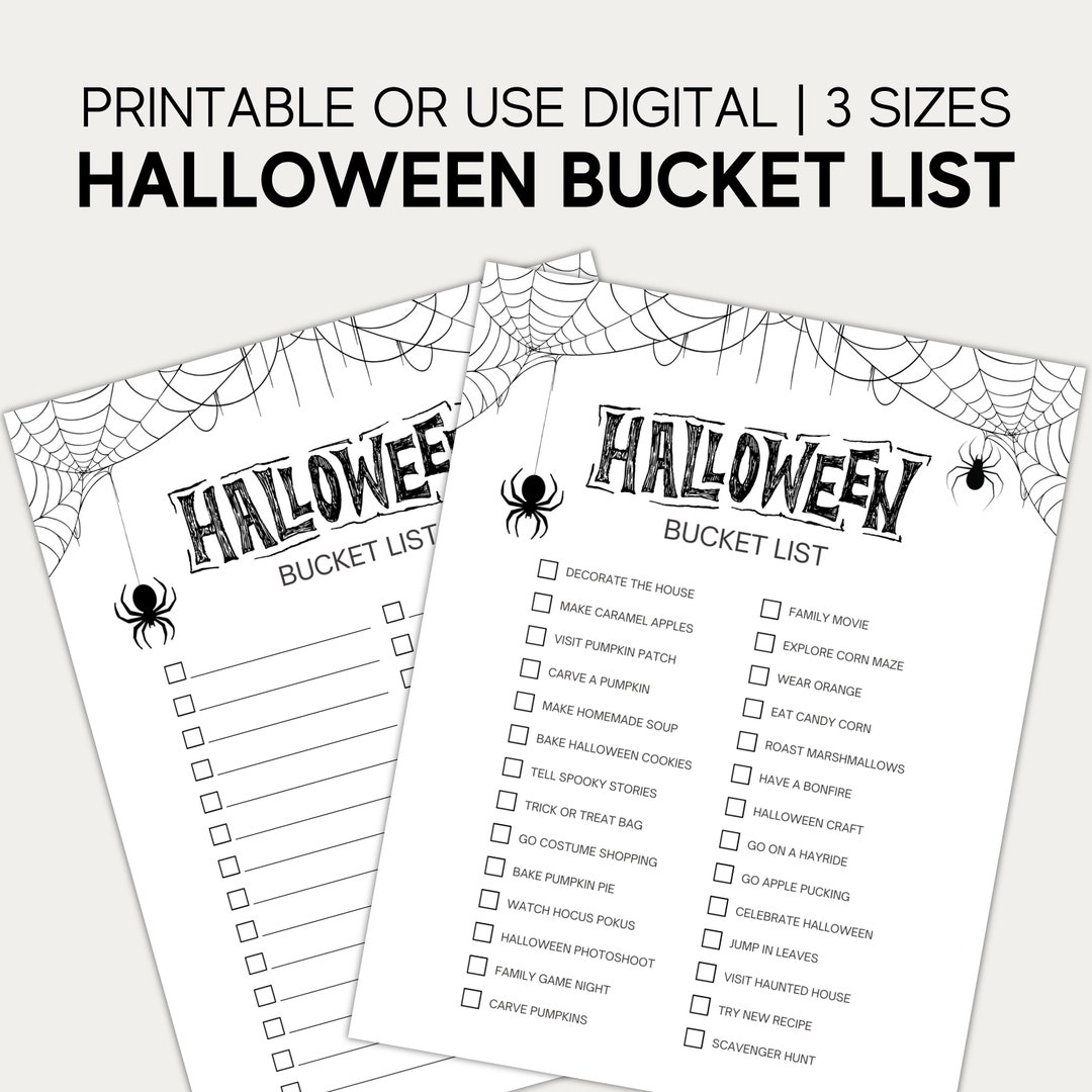 Spooky Halloween Bucket List Printable Halloween Activities, Bucket ...