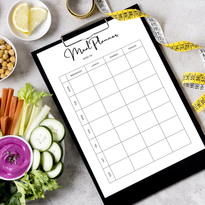 Minimal Weekly Meal Planner Printable Meal Tracker Food - Etsy