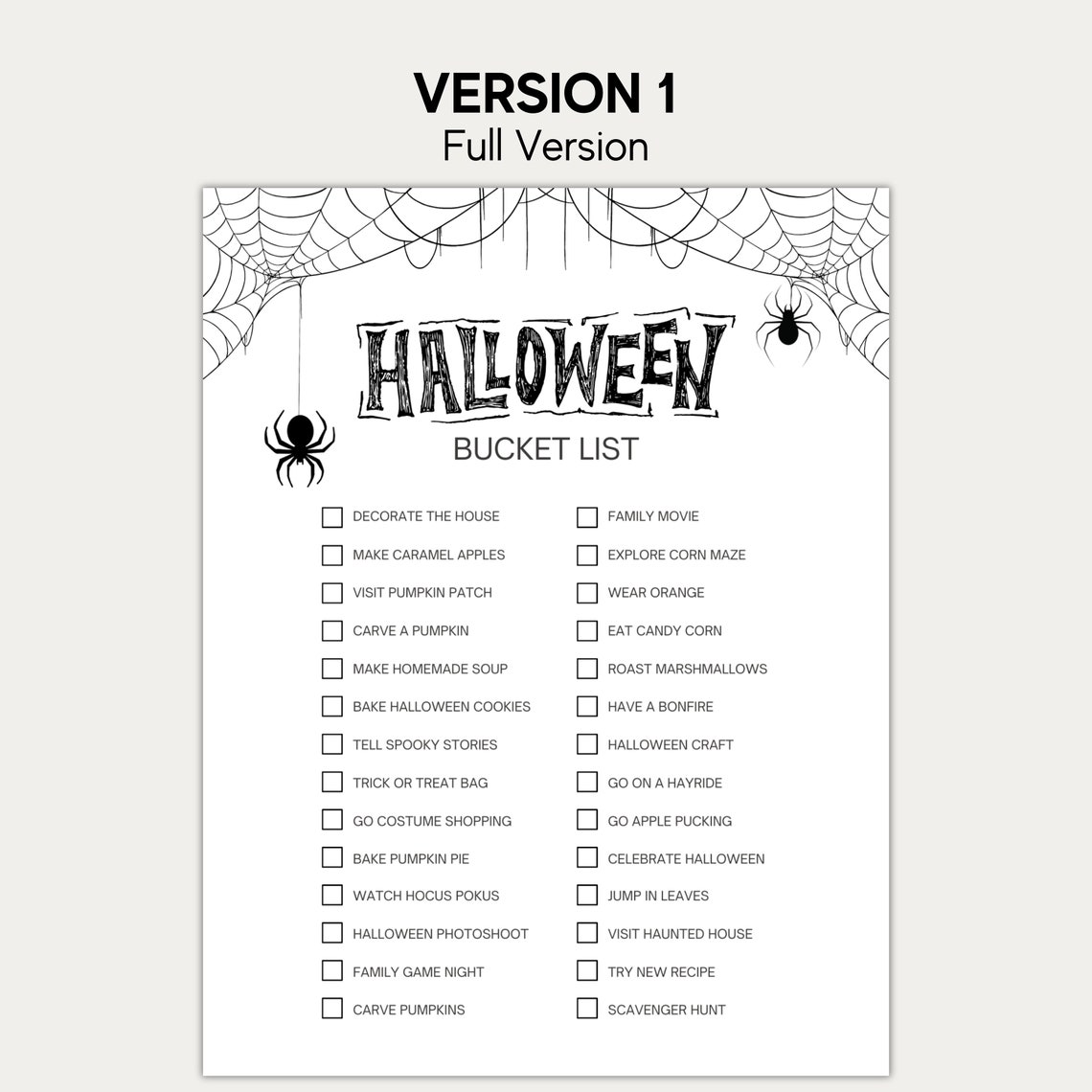 Spooky Halloween Bucket List Printable Halloween Activities - Etsy