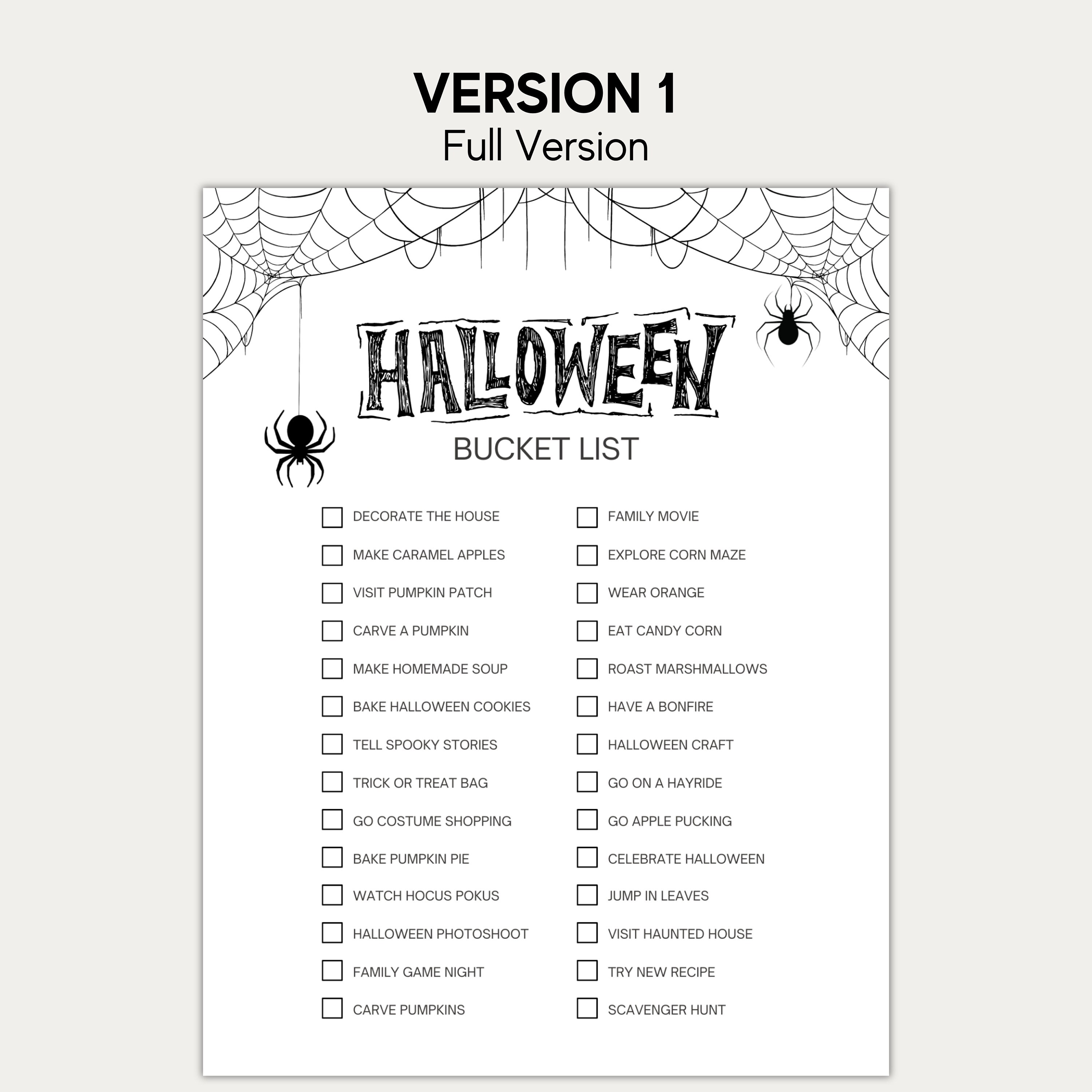 Spooky Halloween Bucket List Printable Halloween Activities, Bucket ...