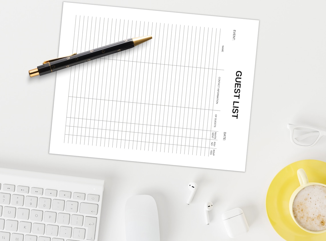 Printable Guest List Template RSVP Tracker Printable Event Planner Log ...