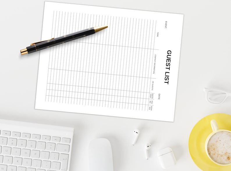 Printable Guest List Template RSVP Tracker Printable Event Planner Log ...