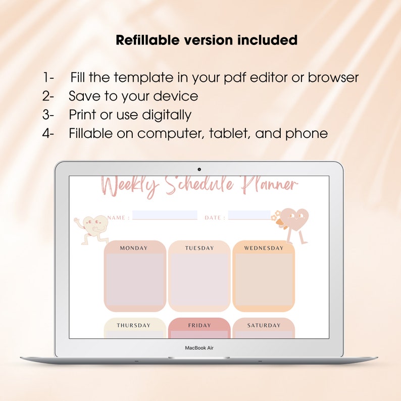 Fillable & Printable Happy Weekly Planner Happy Planner - Etsy