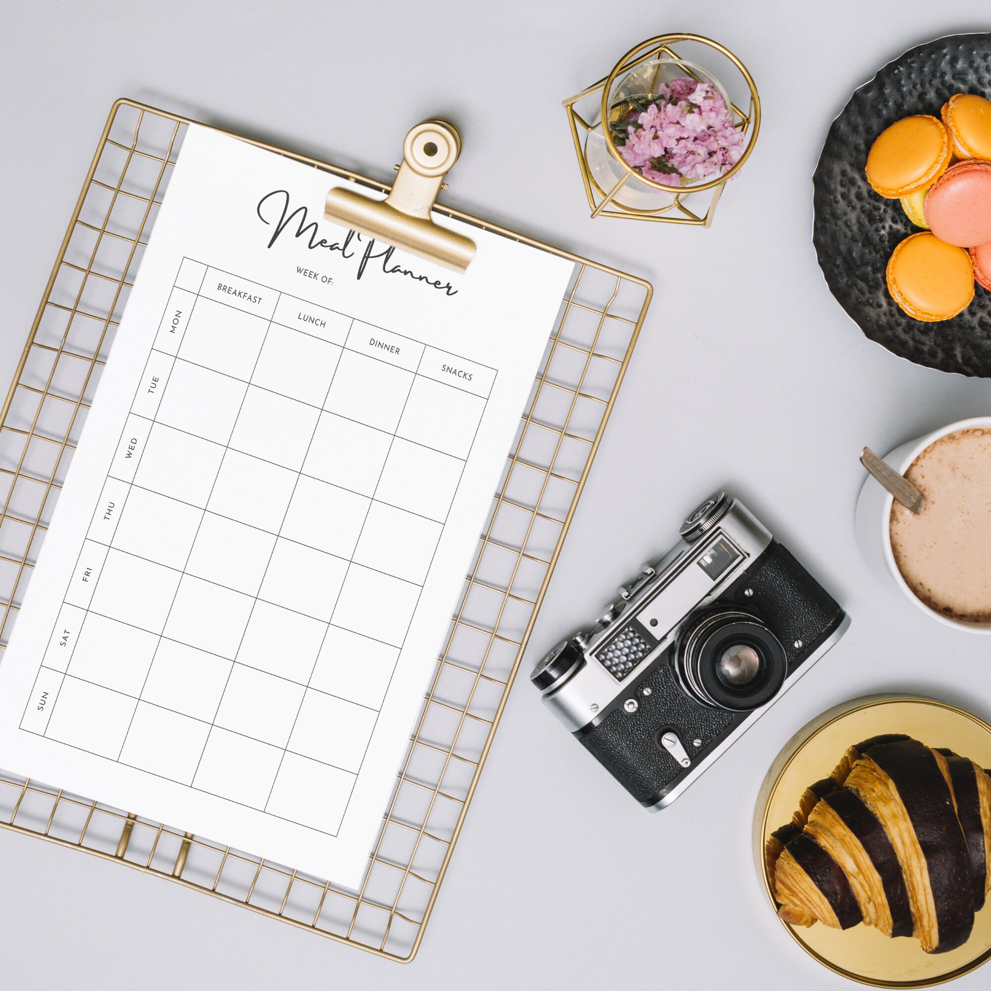 Minimal Weekly Meal Planner Printable Meal Tracker Food Journal, Meal ...