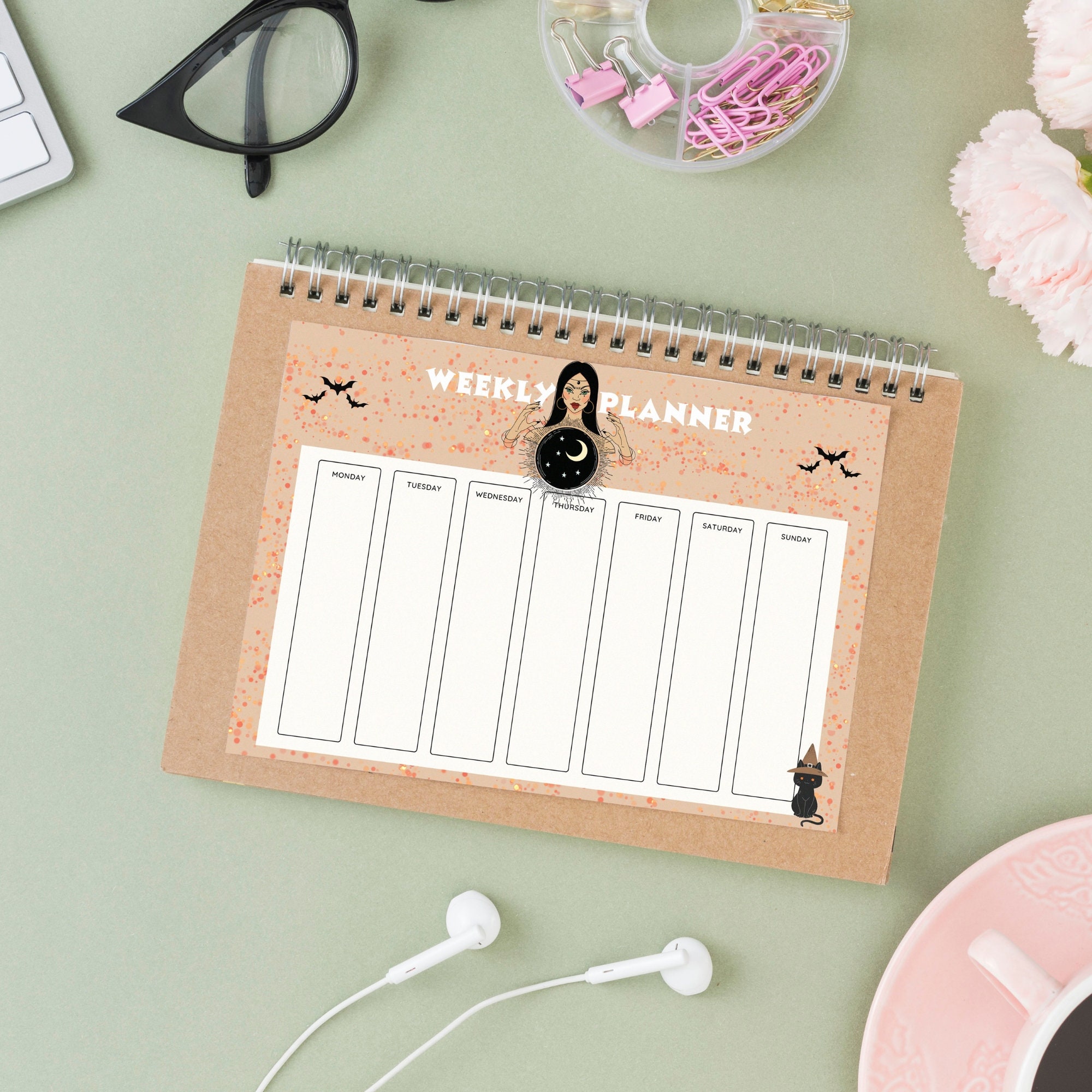 Witchy Weekly Planner Printable, Gothic Wiccan Design (PDF) - Etsy