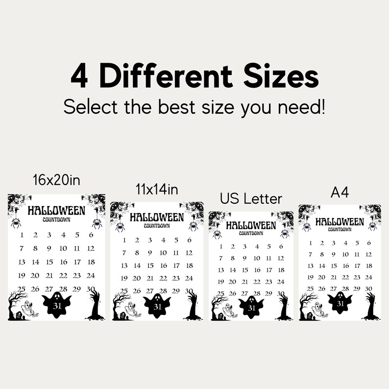 Halloween Countdown Calendar Printable Halloween Wall Art, Halloween ...
