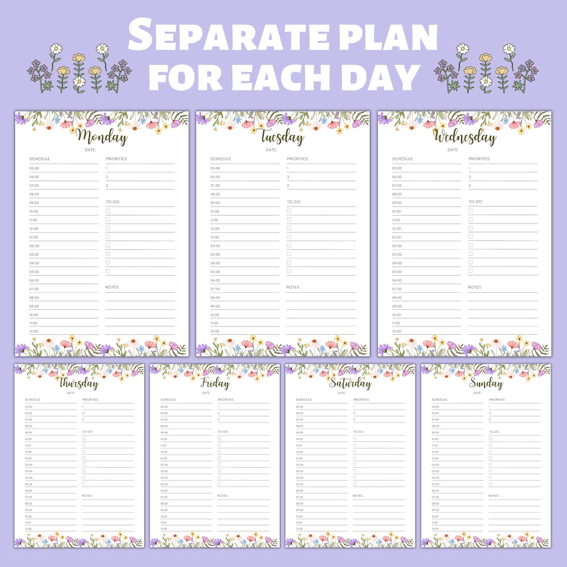 Colorful Floral Daily Planner Fillable Printable Daily Planner Pdf ...