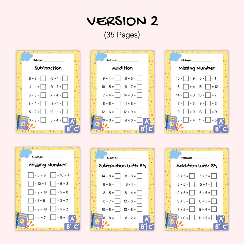 Engaging Math Worksheets Bundle for Kids - Printable Pdfs, Addition ...