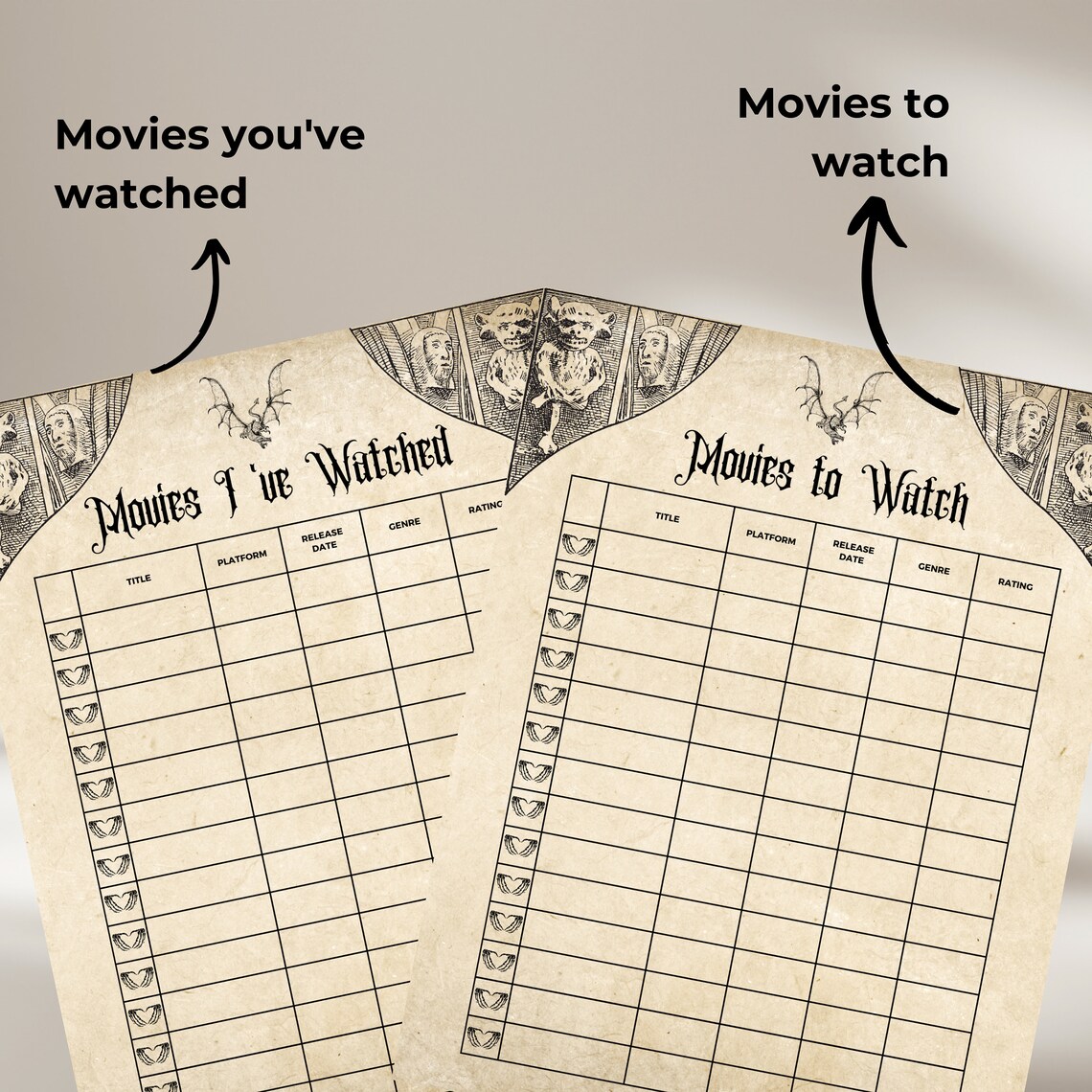 Gothic Movie Tracker Printable PDF Movie Challenge Printable, Movies to ...
