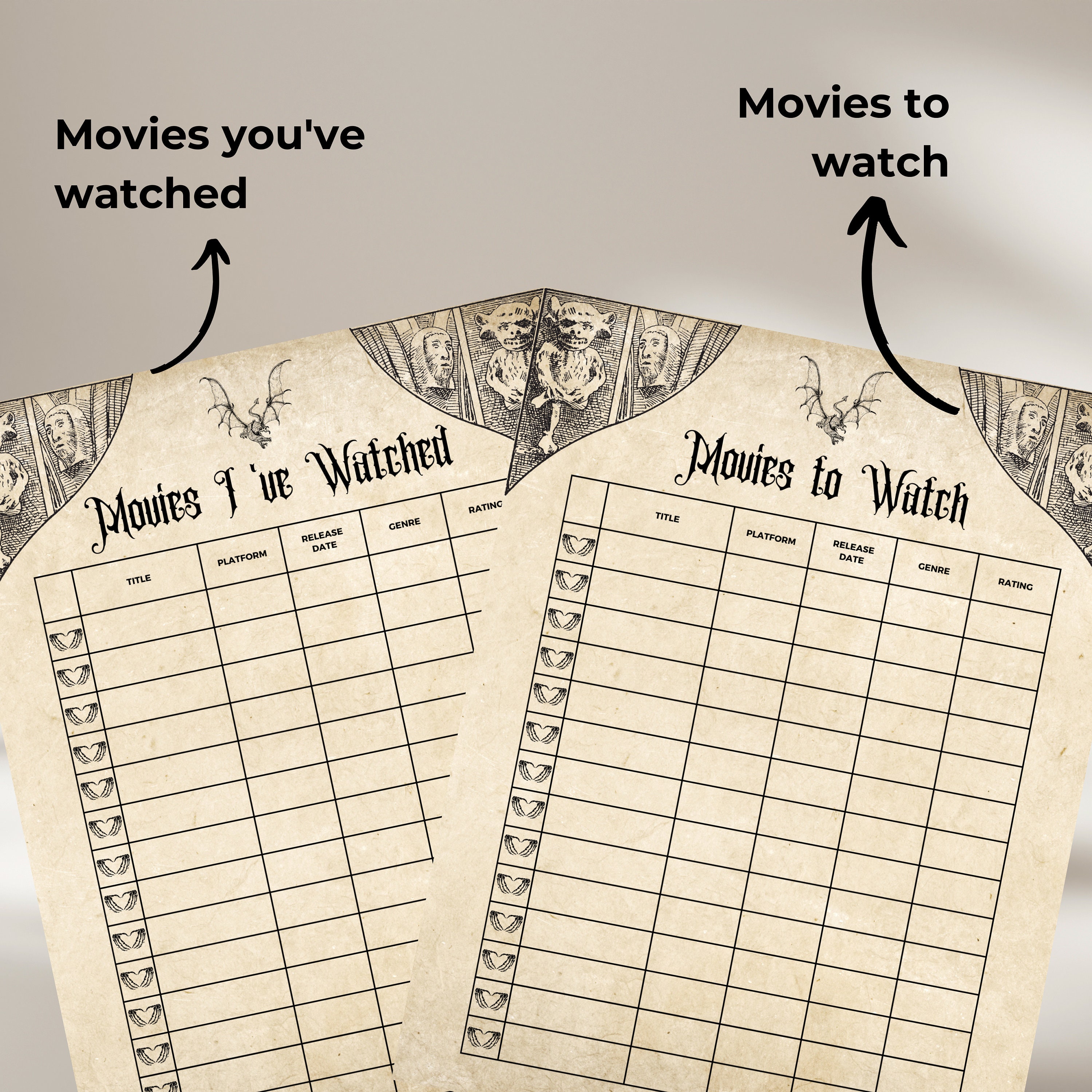 Gothic Movie Tracker Printable PDF Movie Challenge Printable, Movies to ...