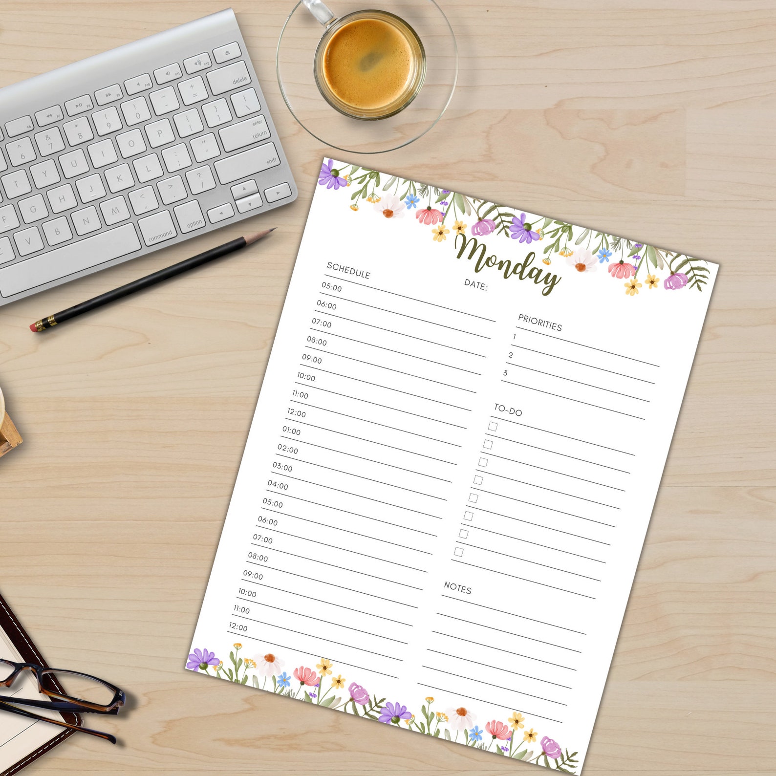 Colorful Floral Daily Planner Fillable Printable Daily Planner Pdf ...