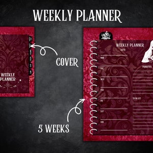 Magenta & Black Witchy DIGITAL Planner Gothic Monthly Planner, Spooky ...