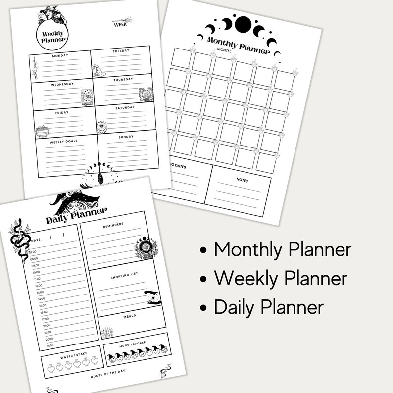 Witchy Digital Planner Gothic Monthly Weekly Daily Witchy Planner ...