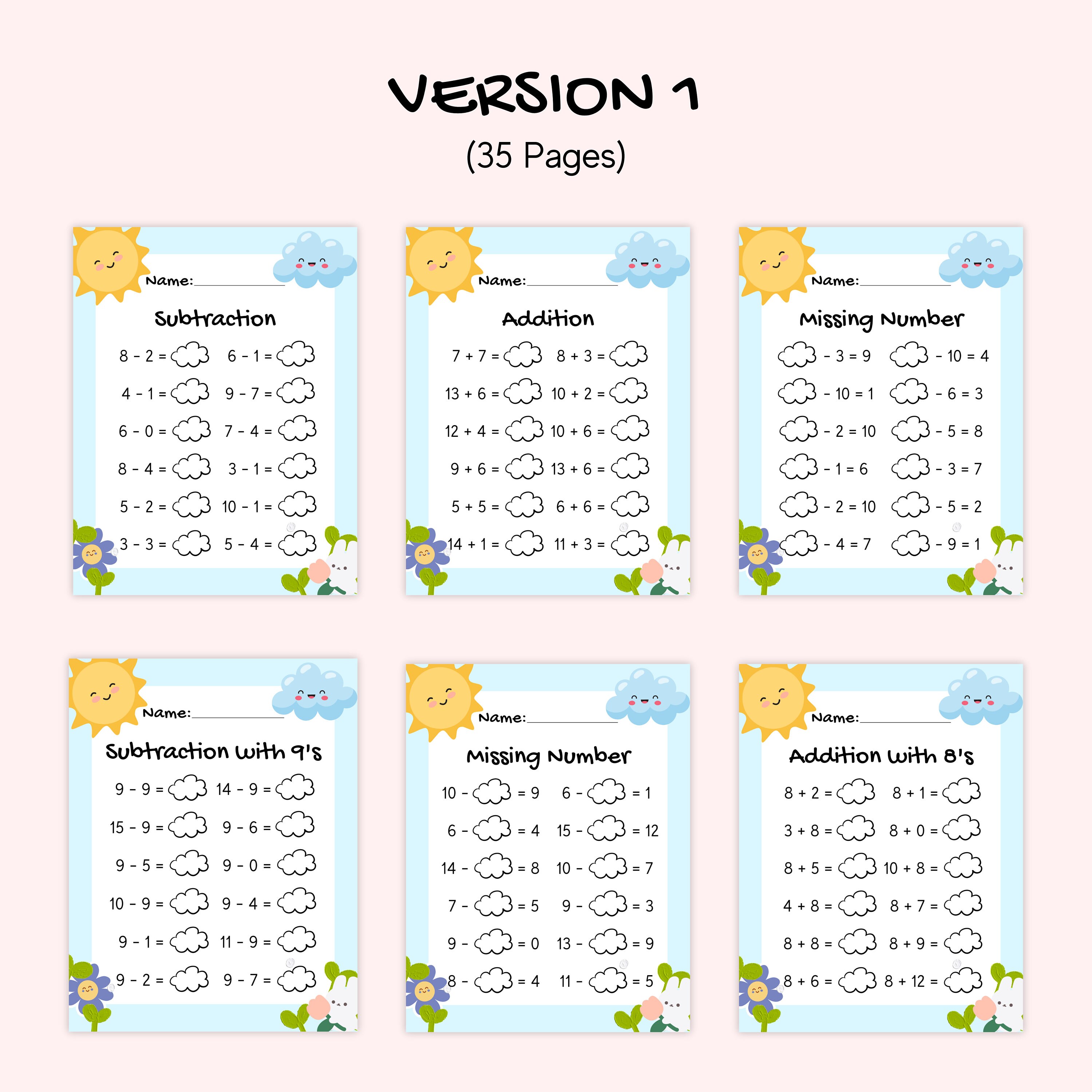 Engaging Math Worksheets Bundle for Kids - Printable Pdfs, Addition ...