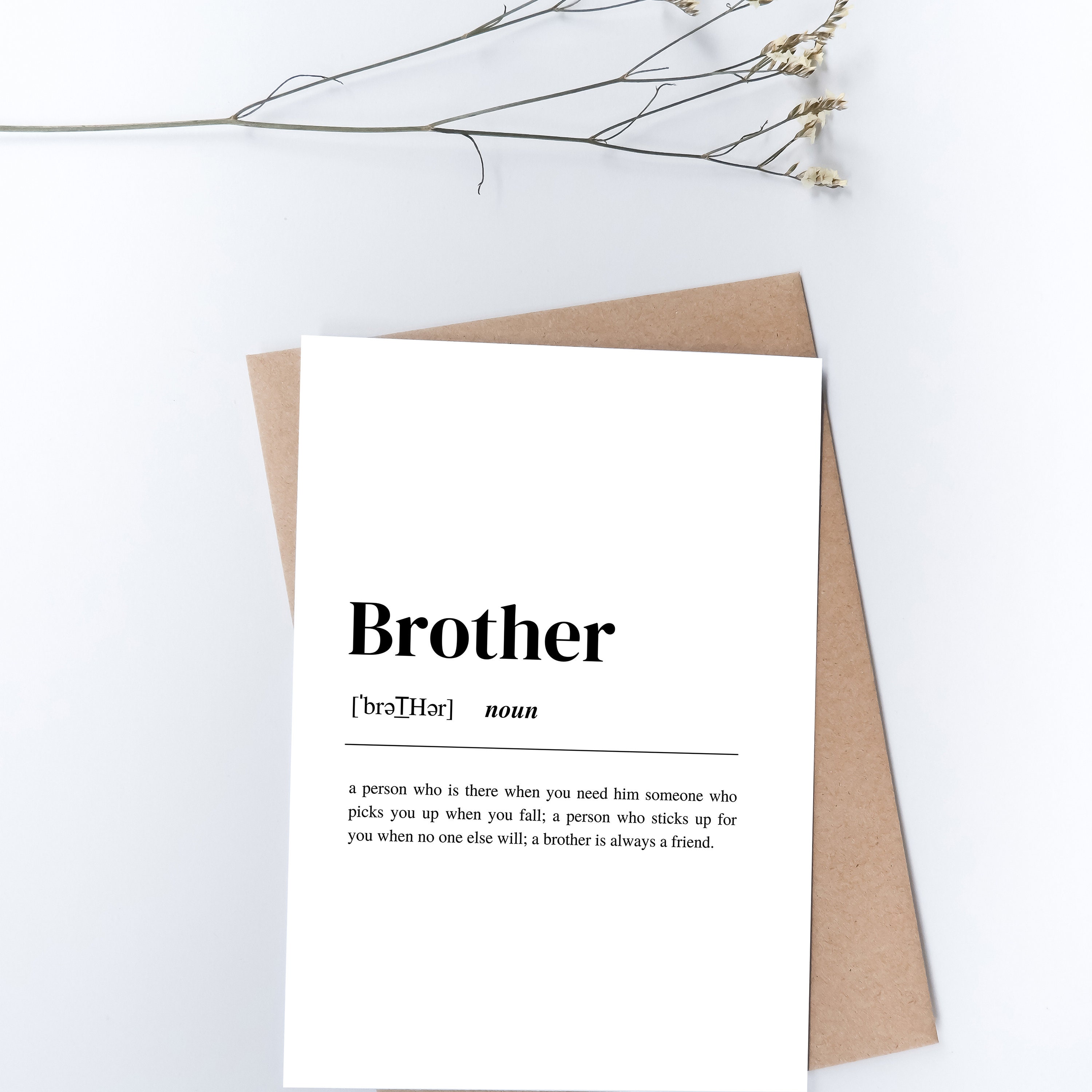 Brother Definition Card Printable Fillable PDF Greeting Card, Gifts for ...