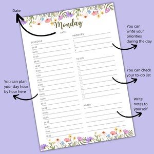 Colorful Floral Daily Planner Fillable Printable Daily Planner Pdf ...