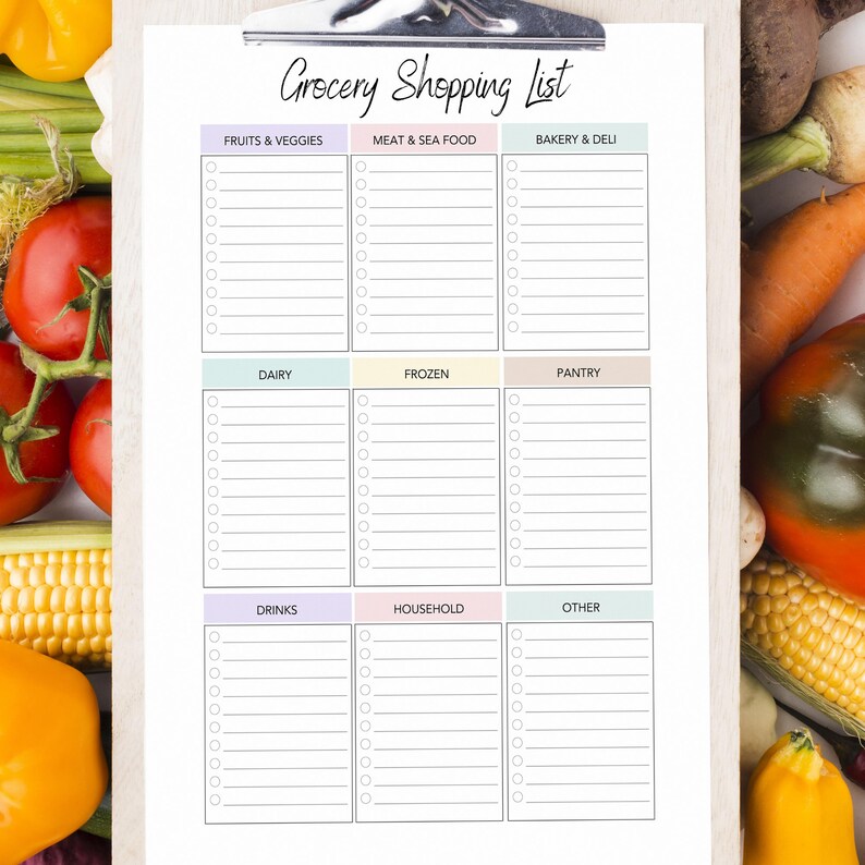 Grocery List Printable Meal Planner Grocery Shopping List Printable ...