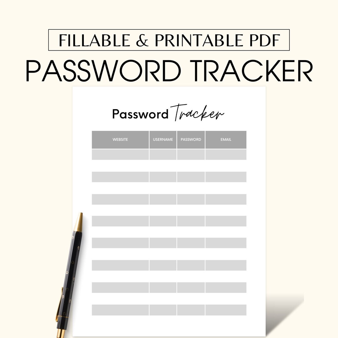 Minimalist Password Tracker Printable Password Template, Password Book ...