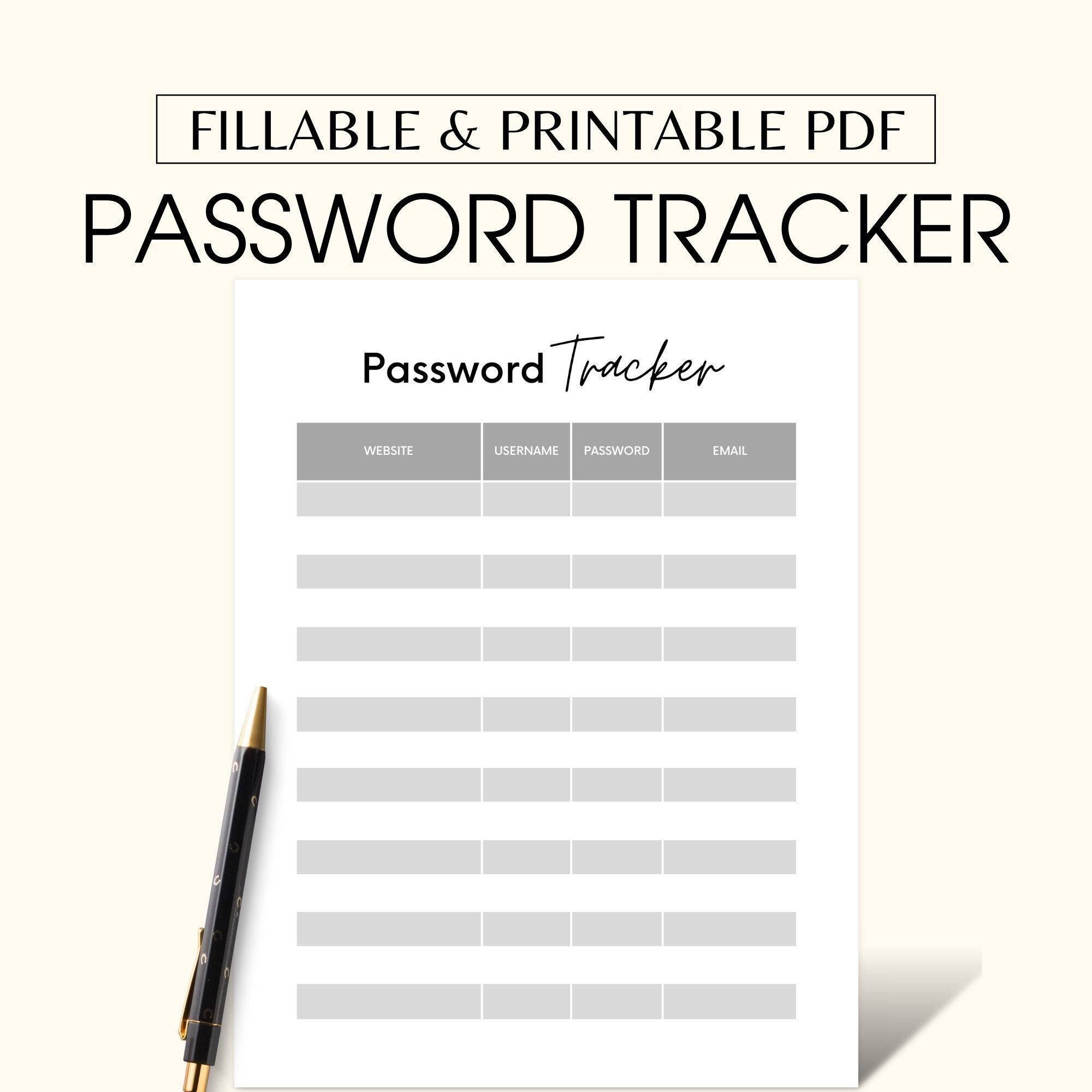 Minimalist Password Tracker Printable Password Template, Password Book ...