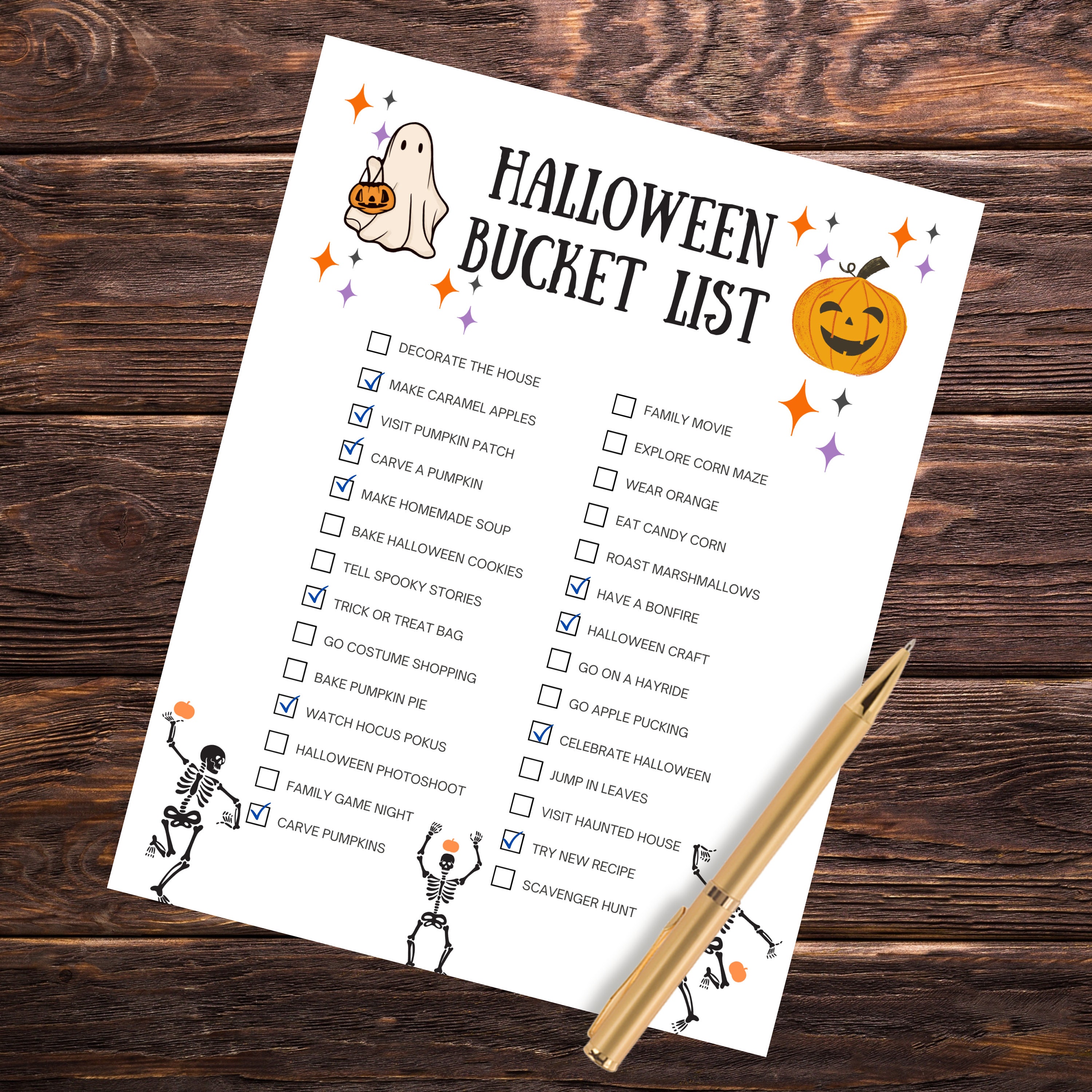 Cute Halloween Bucket List Printable Halloween Activities, Halloween ...