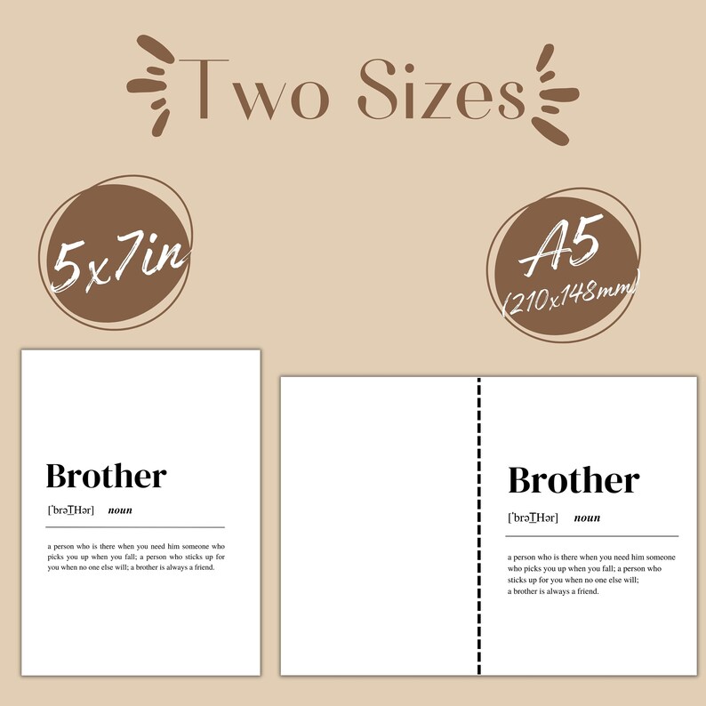Brother Definition Card Printable Fillable PDF Greeting Card, Gifts for ...