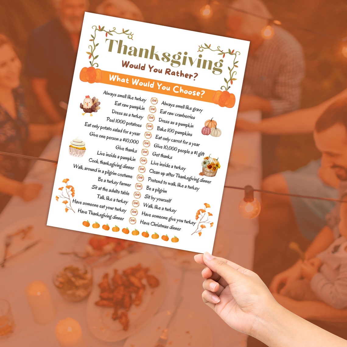 Thanksgiving Would You Rather Printable Thanksgiving Games ...