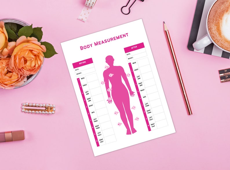 Hot Pink Body Measurement Chart Body Measurements Tracker - Etsy