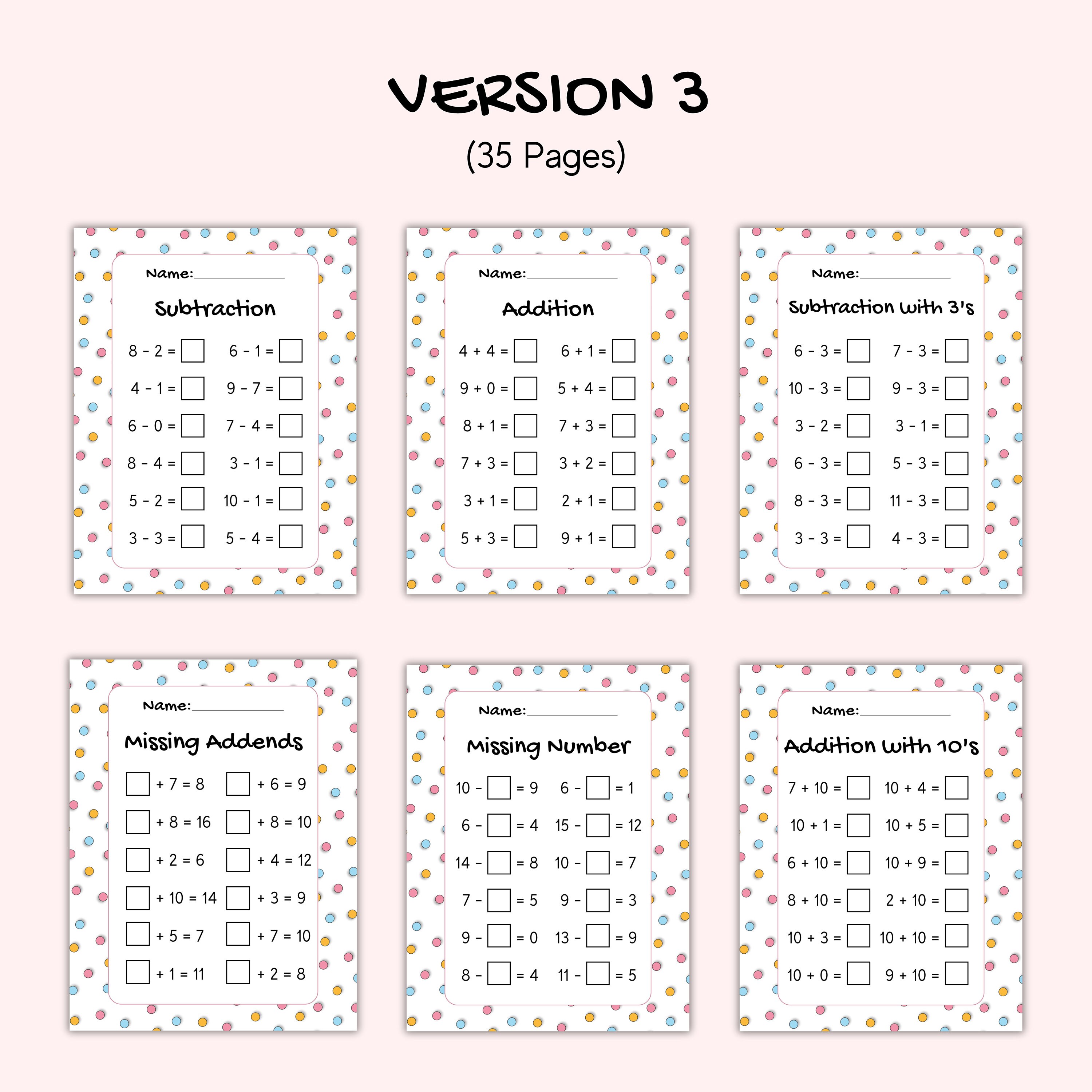 Engaging Math Worksheets Bundle for Kids - Printable Pdfs, Addition ...