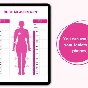 Hot Pink Body Measurement Tracker Printable, Fitness Progress Chart ...