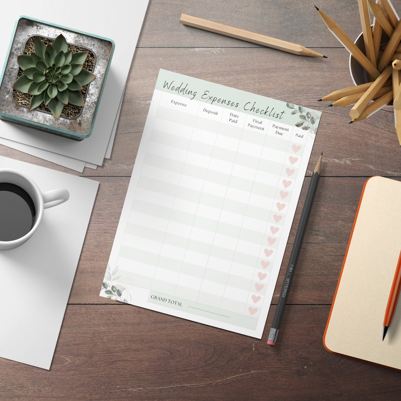 Wedding Planning Expenses Checklist Printable Pdf Wedding Registry ...