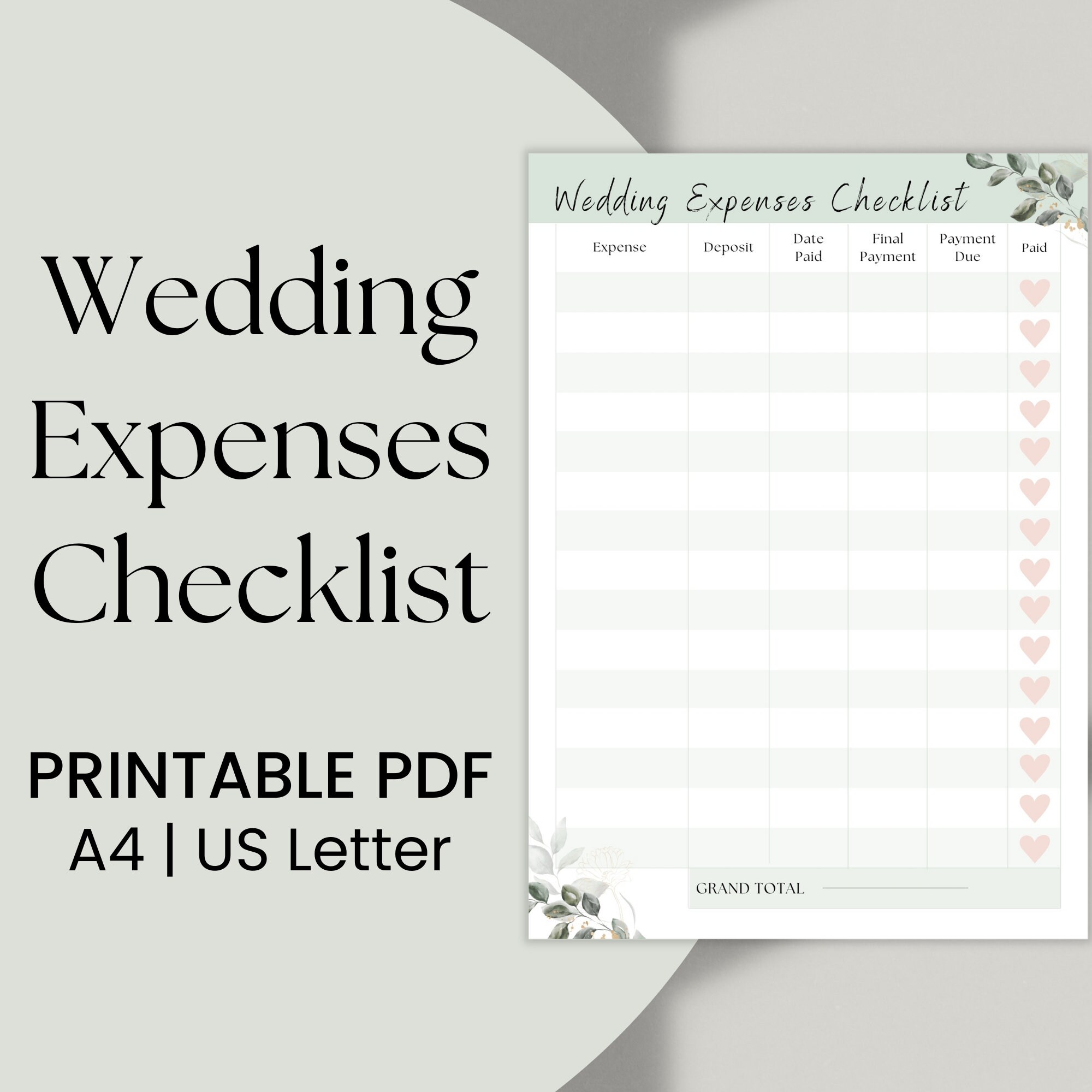 Wedding Expense Checklist Printable Wedding Planning Checklist