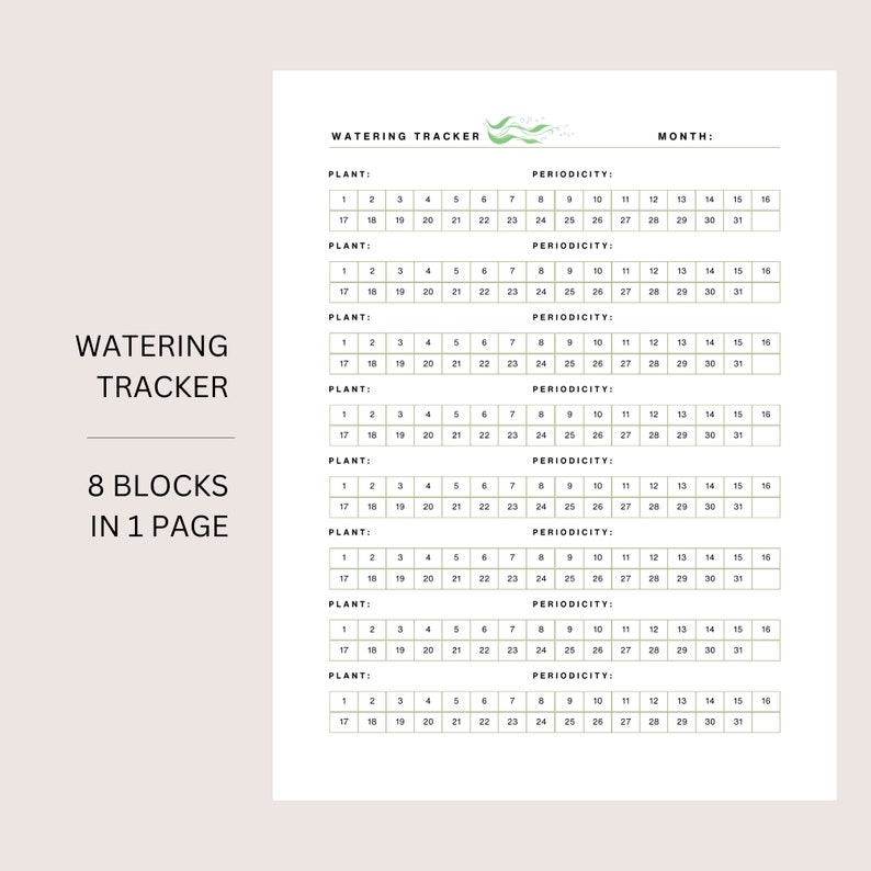 Plant Care Tracker Printable Watering Planner Template, Houseplant Info ...