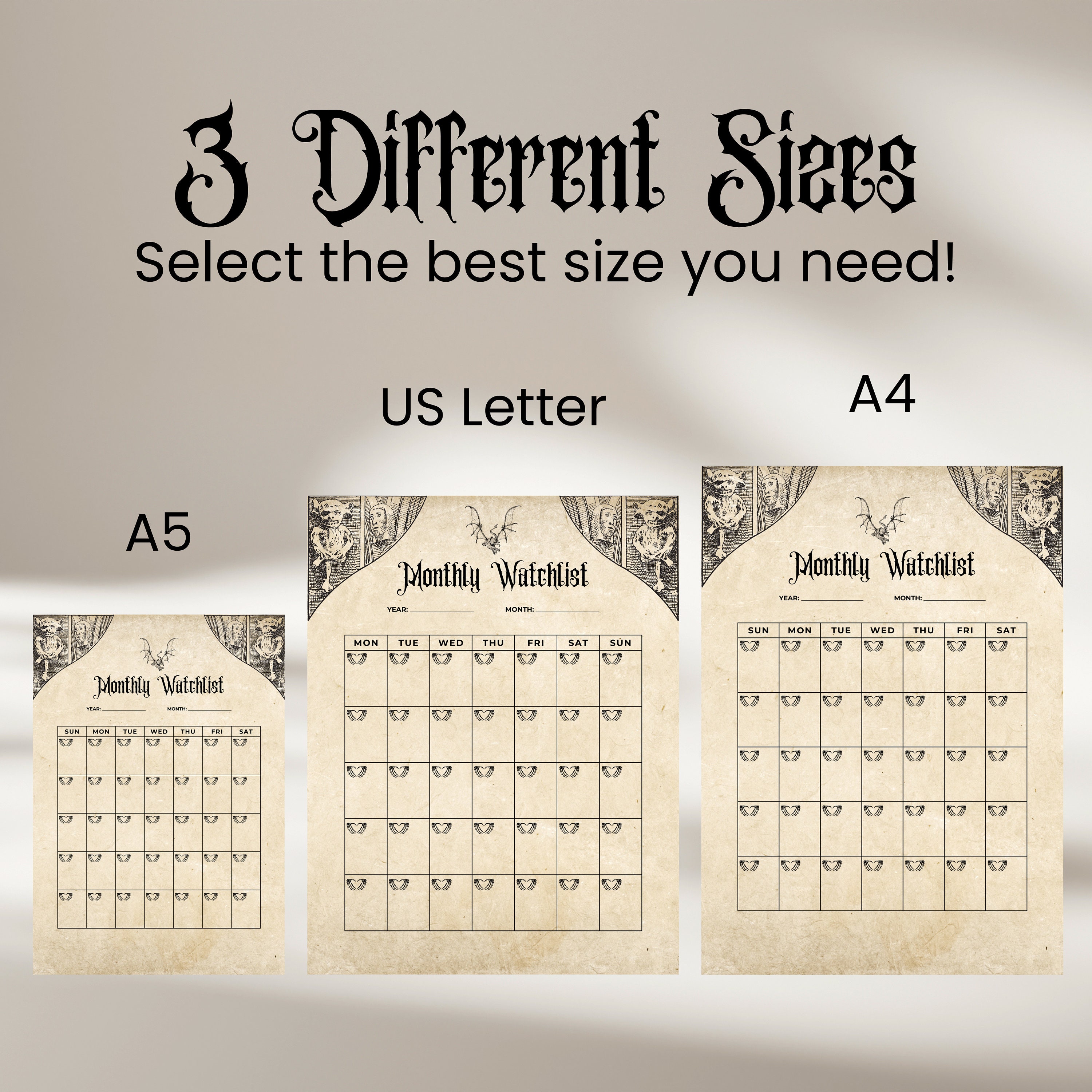 Gothic Movie Tracker Printable PDF Movie Challenge Printable, Movies to ...