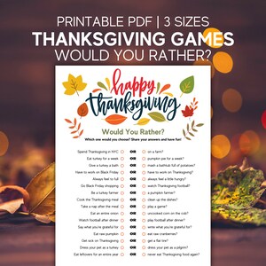 Friendsgiving Games Printable Thanksgiving Would You Rather ...