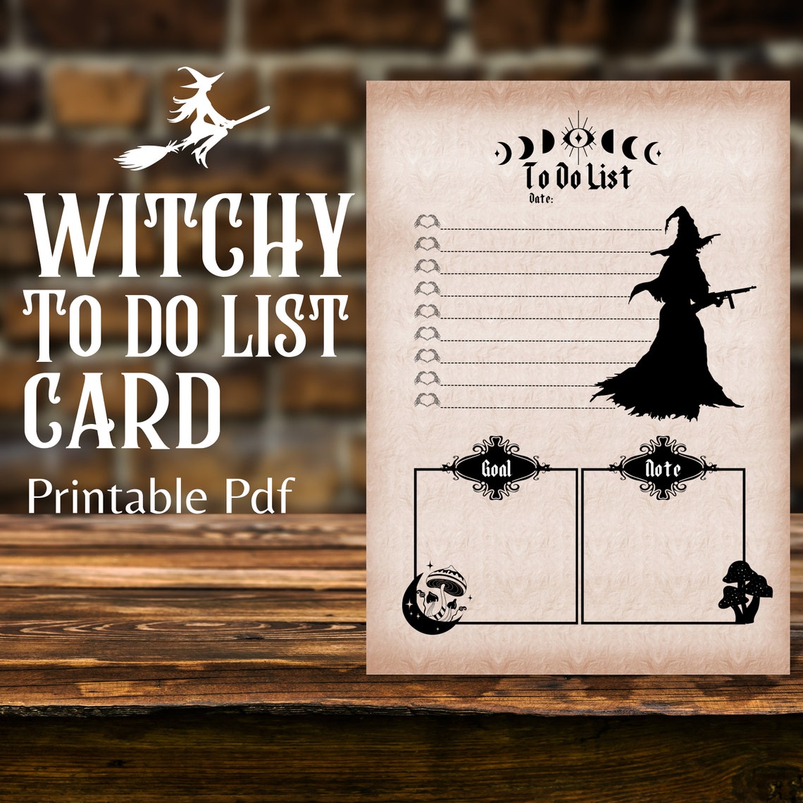 Gothic Witchy Daily to Do List Card Printable Pdf Goth Chore List, to ...