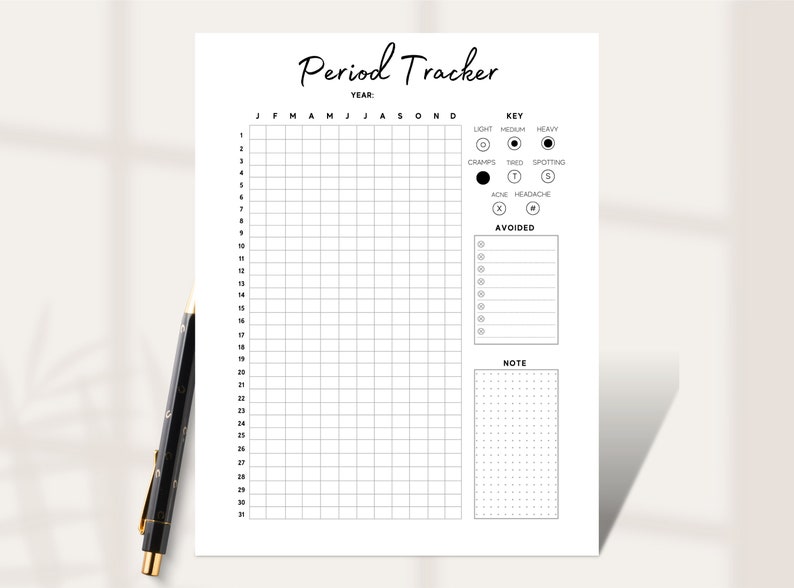 Period Tracker Printable Menstrual Cycle Planner Period Tracking ...