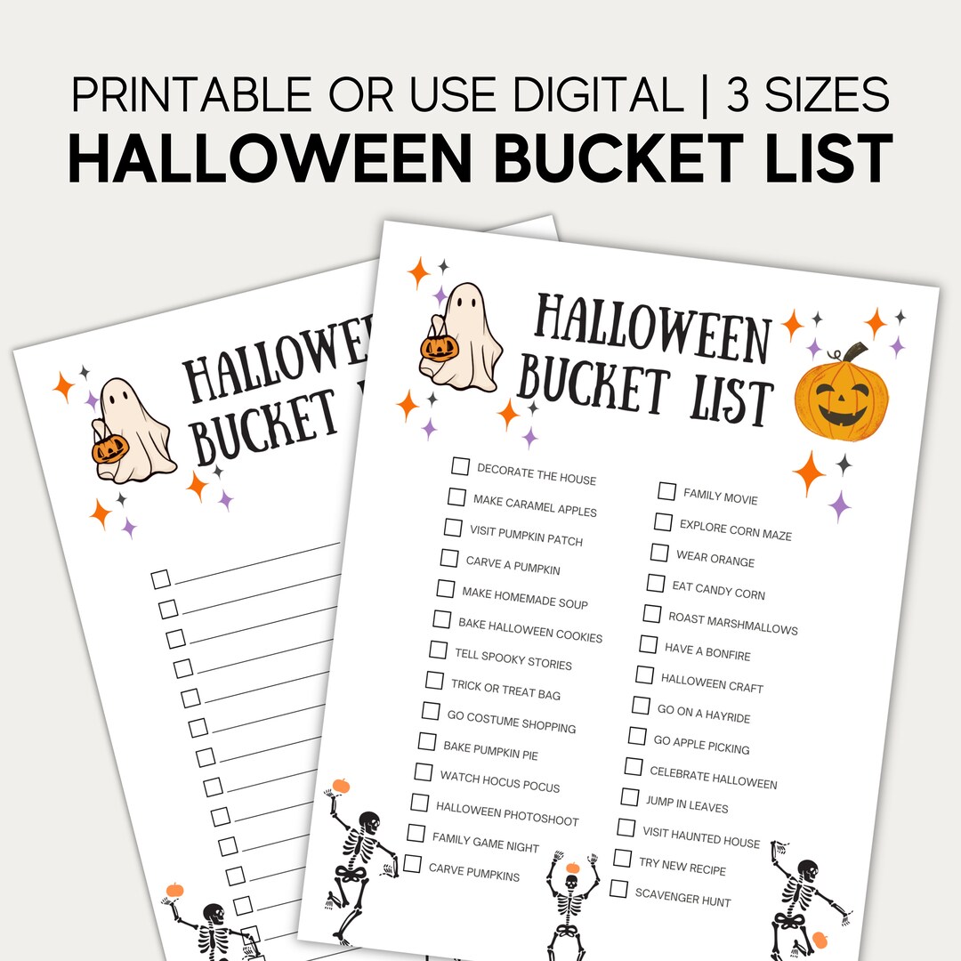 Cute Halloween Bucket List Printable Halloween Activities, Halloween ...