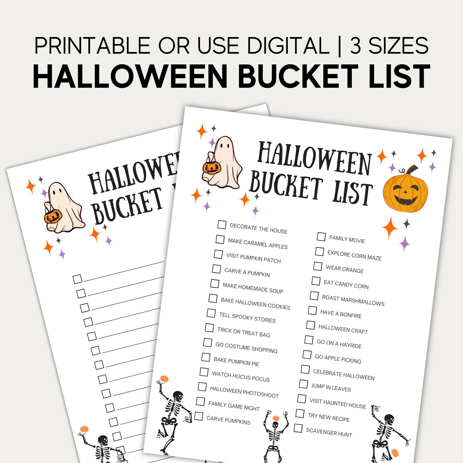 Cute Halloween Bucket List Printable Halloween Activities, Halloween ...