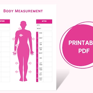 Hot Pink Body Measurement Chart Body Measurements Tracker - Etsy