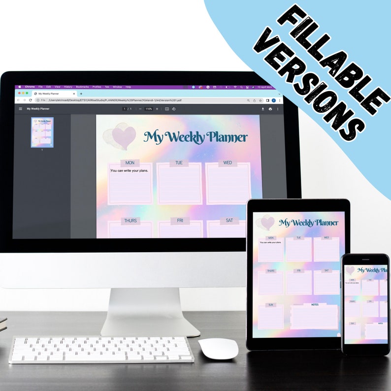 Colorful Weekly Planner Printable & Fillable Study Planner, Weekly ...