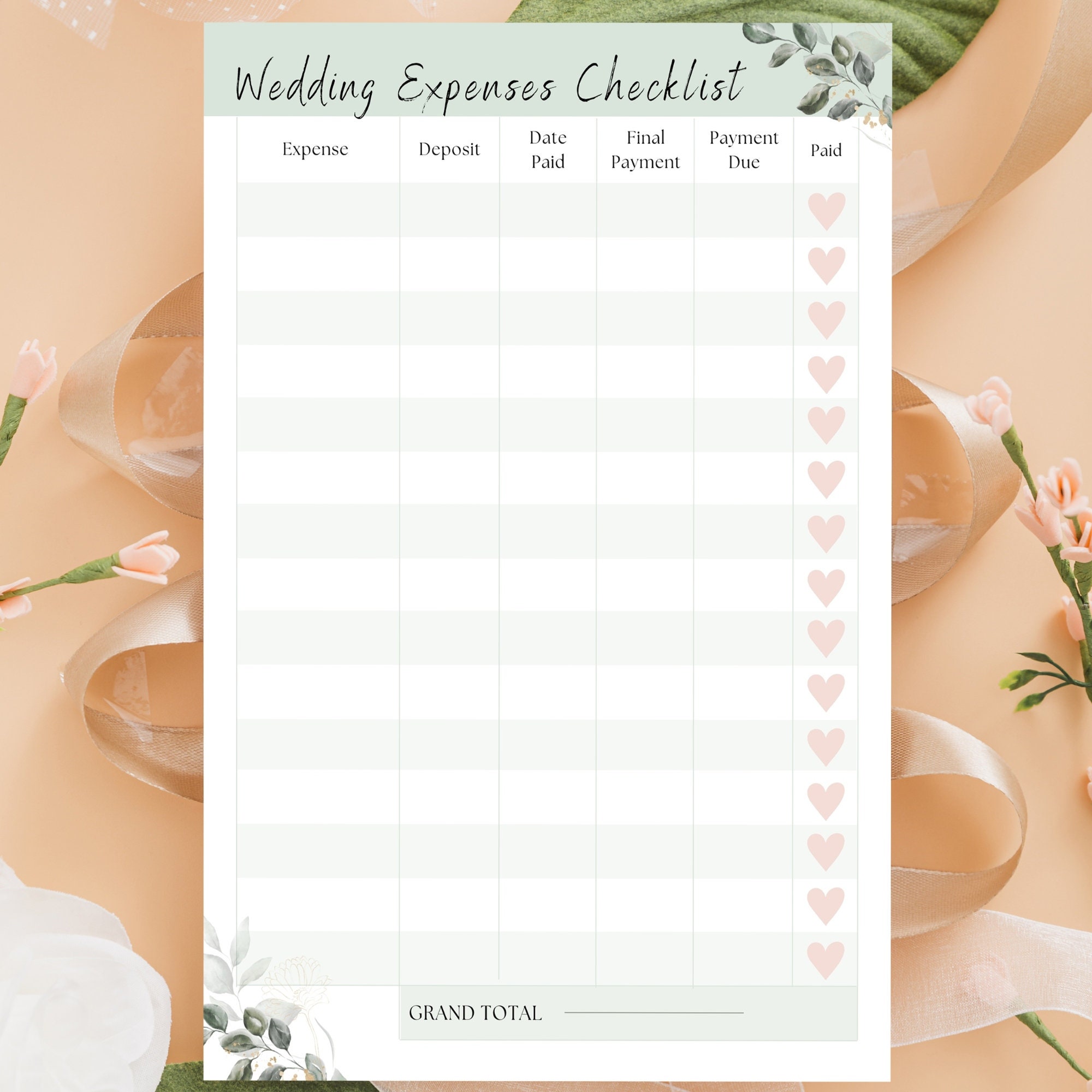 Wedding Planning Expenses Checklist Printable Pdf Wedding Registry ...