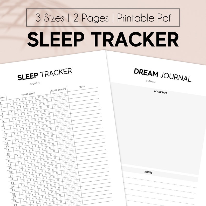 Minimal Sleep Tracker Printable Monthly Sleep Log, Sleep Quality ...