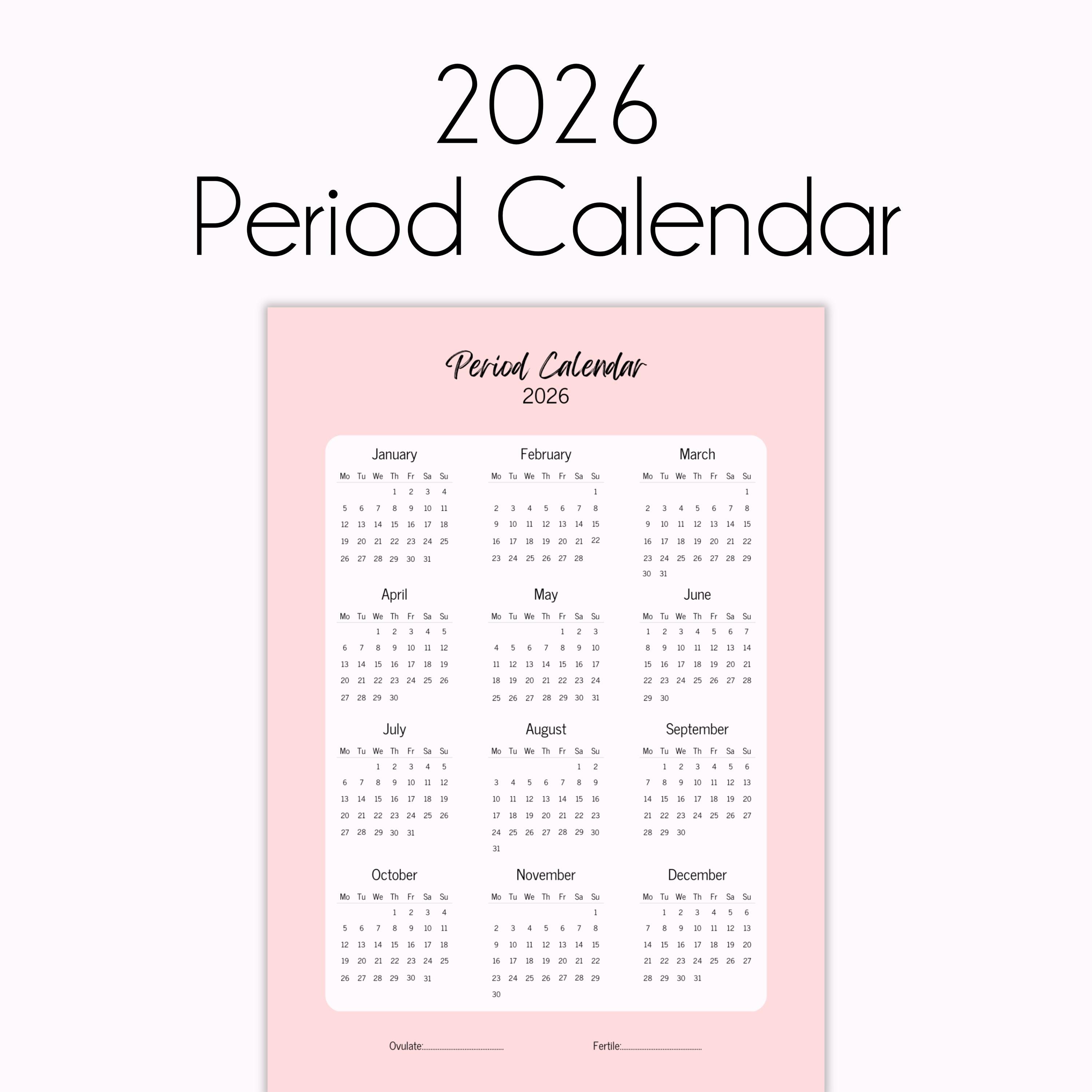 Floral Period Tracker Printable, Symptom Calendar (2026-2027), PDF - Etsy