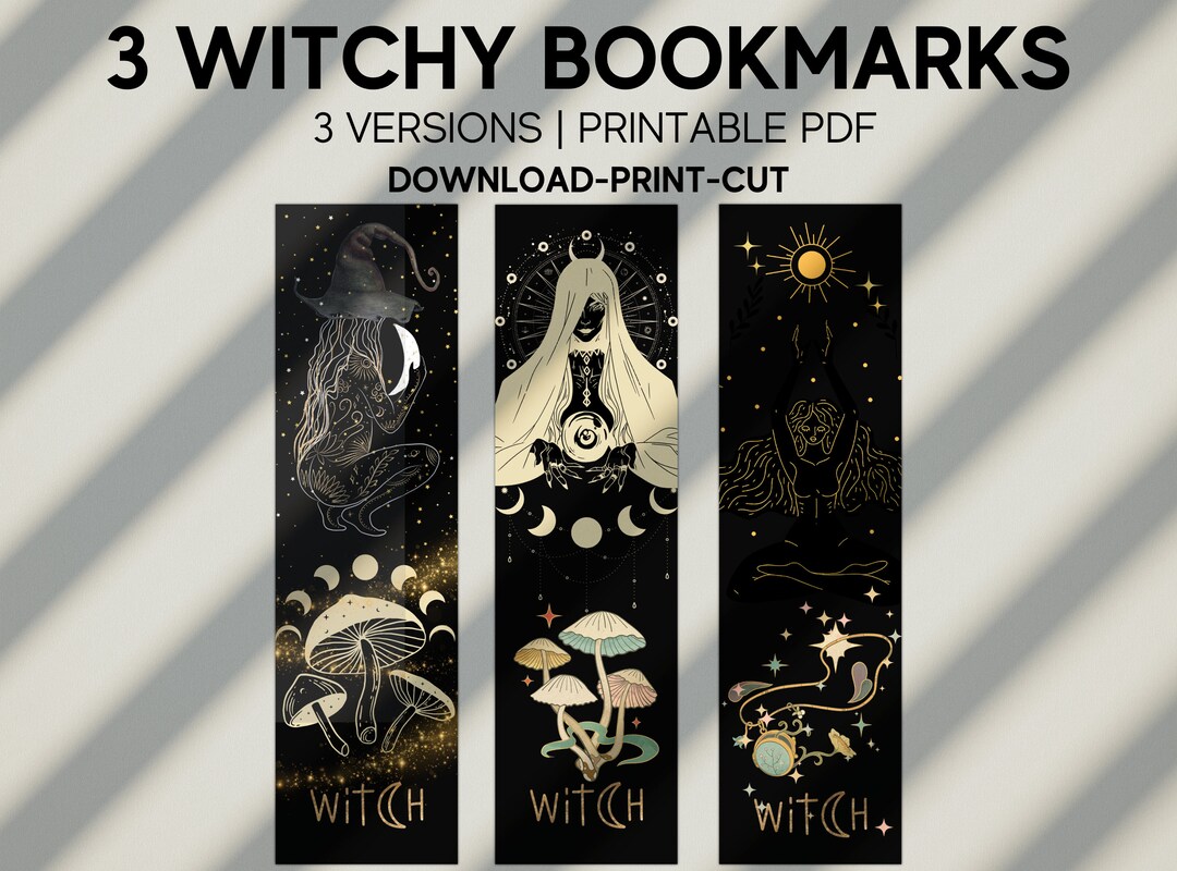 3 Witchy Bookmarks for Spell Book Witch Printable Bookmark, Bookmark ...