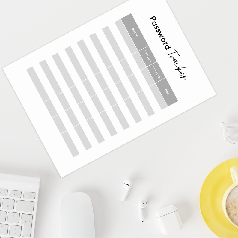 Minimalist Password Tracker Printable Password Template - Etsy