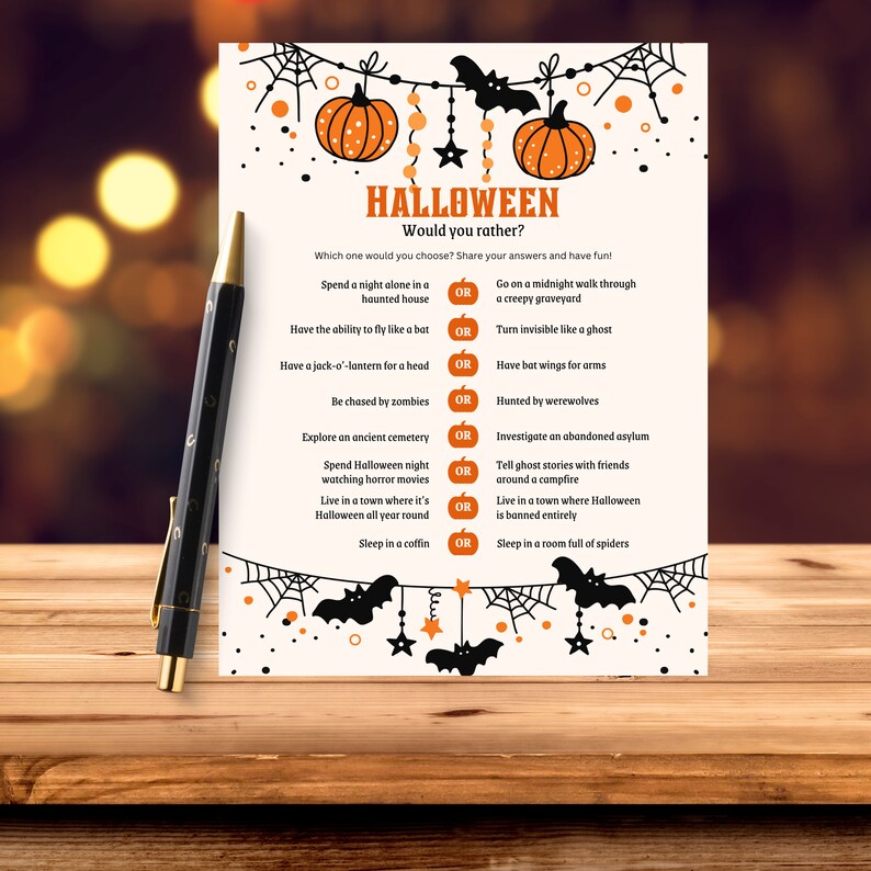 Halloween Party Games Would You Rather This or That Party, Trivia ...