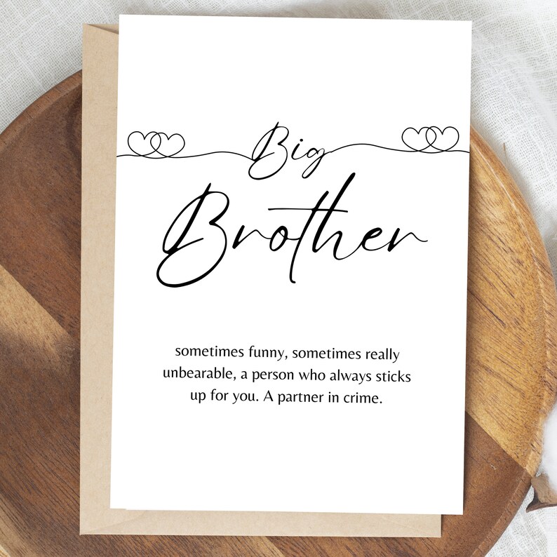 Big Brother Definition Card Printable PDF, Gift for Him, Gift for ...