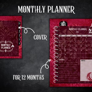 Magenta & Black Witchy DIGITAL Planner Gothic Monthly Planner, Spooky ...
